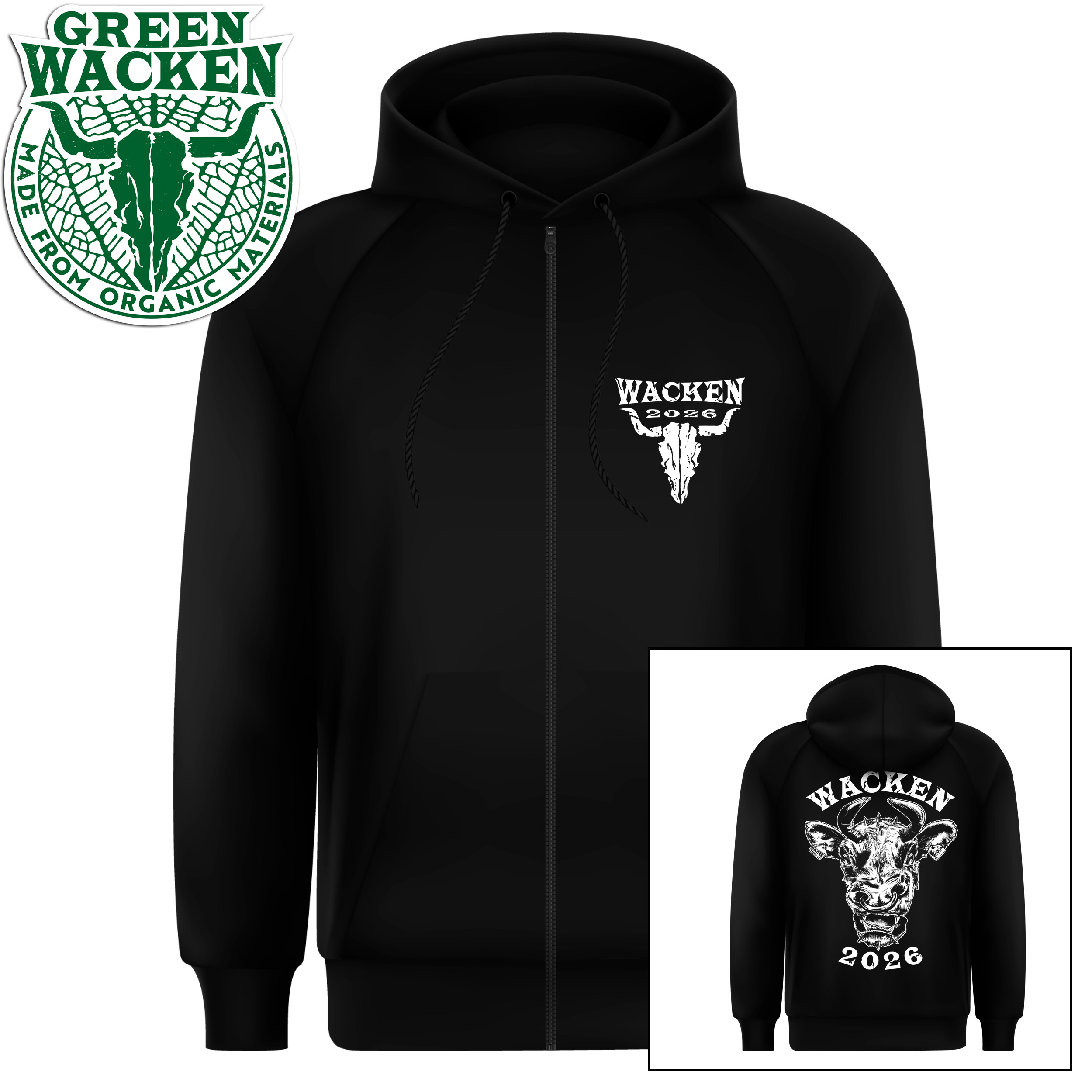 W:O:A - HoodZip - Angry Cow | Metalmerch.com